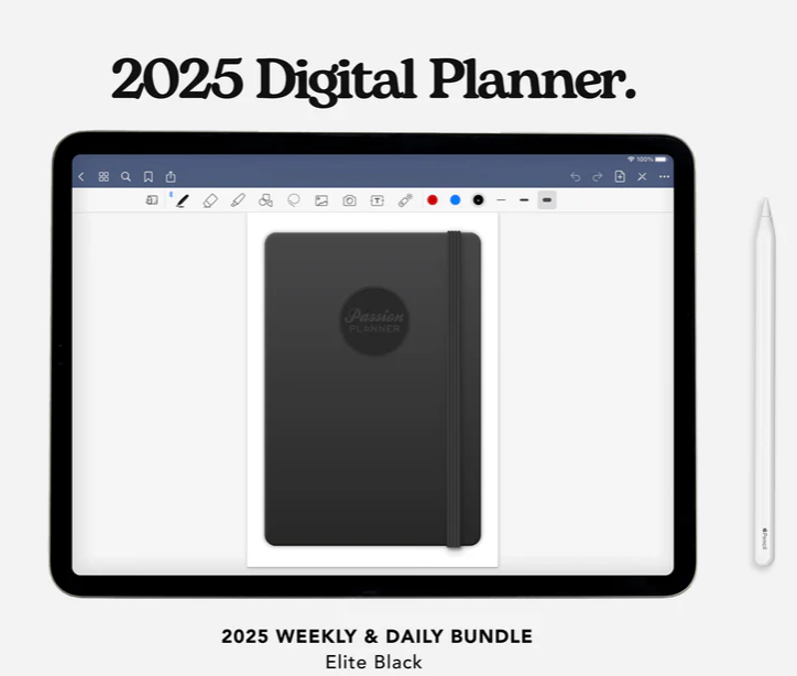 Agenda Planner Weekly & Daily 2025-2026 (dark) – Digital Planners